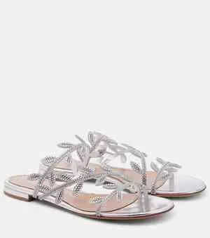 GIANVITO ROSSI Flavia Embellished Sandals - Silver