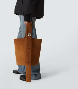 Loewe Pebble Large Suede Tote - Brown