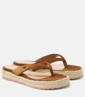 GIANVITO ROSSI Suede Espadrille Thong Sandals - Brown
