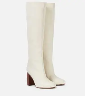 Khaite Willow Leather Knee-high Boots - White