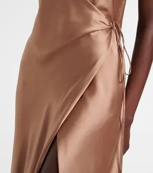 blue dress for baby girl Champagne beige wrap satin dress dress, silk dress, wrap dress, bridesmaid  dress, wedding guest dress, women dress, maxi dress, evening dress, long  dress – ENME.ME main image 0