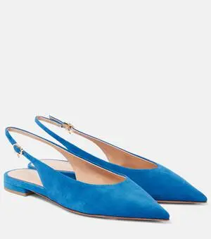 GIANVITO ROSSI Suede Slingback Flats - Blue