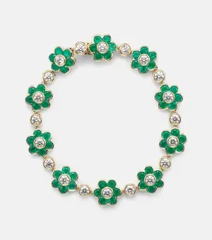 ANITA KO Flora 18kt Yellow Bracelet With Emeralds And Diamonds - Gold