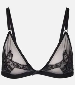 Dolce & Gabbana Lace-trimmed Tulle Bralette - Black