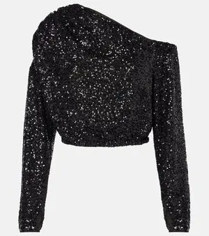 Diane Von Furstenberg Belle Sequined Asymmetric Top - Black