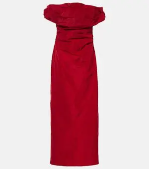 Staud Andrea Taffeta Midi Dress - Red