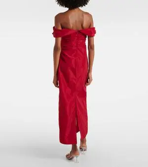 Staud Andrea Taffeta Midi Dress - Red