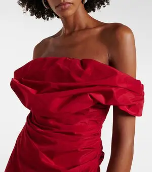 Staud Andrea Taffeta Midi Dress - Red