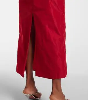 Staud Andrea Taffeta Midi Dress - Red