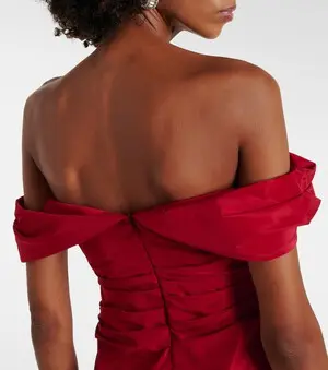 Staud Andrea Taffeta Midi Dress - Red