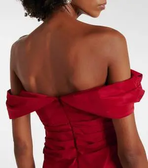 Staud Andrea Taffeta Midi Dress - Red