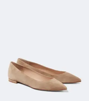 GIANVITO ROSSI Suede Ballet Flats - Beige