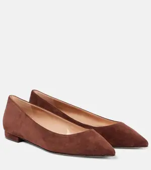 GIANVITO ROSSI Suede Ballet Flats - Brown