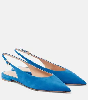 GIANVITO ROSSI Suede Slingback Flats - Blue