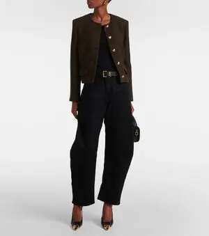 NILI LOTAN Shon High-rise Barrel-leg Jeans In Cream - Black