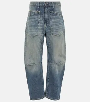 NILI LOTAN Shon High-rise Barrel-leg Jeans In Cream - Blue