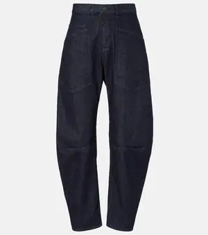 NILI LOTAN Shon High-rise Barrel-leg Jeans In Cream - Blue