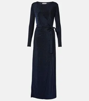 Diane Von Furstenberg Simona Lamé Wrap Dress - Blue