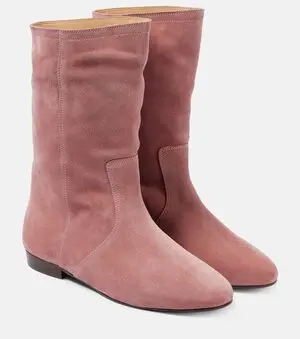 Pink Suede Ankle Boots