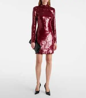 Veronica Beard Sylee Sequined Mini Dress - Red