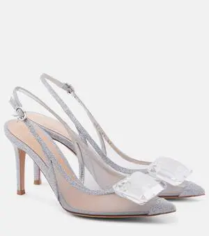 GIANVITO ROSSI Jaipur Mesh Slingback Pumps - Silver