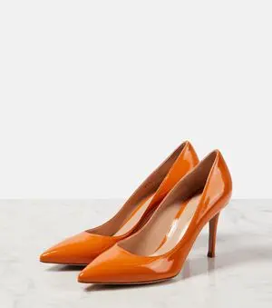 GIANVITO ROSSI Patent Leather Pumps - Orange