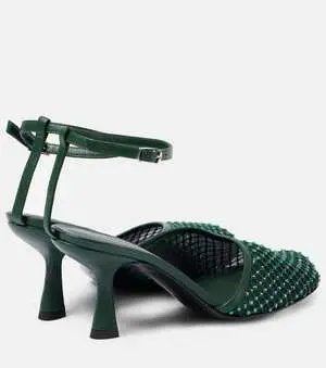 Christopher Esber Minette 80 Crystal-embellished Pumps - Green