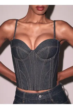 Fleur Du Mal Rider Bustier Top - Denim