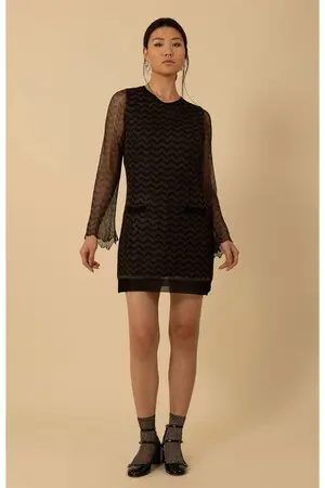 Hale Bob Madelynn Lurex Knit Mini Dress - Black