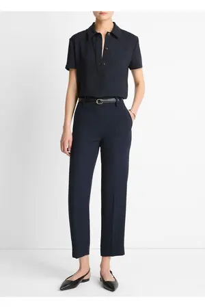 Vince Crepe Tapered Pull-on Pant - Black