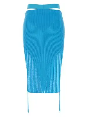 ANDREĀDAMO Ribbed Knit Pencil Skirt - Blue