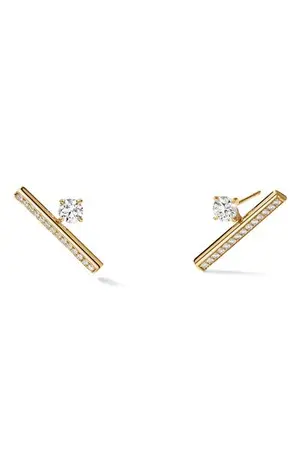 Hearts On Fire Barre Diamond Climber Earrings - Yellow Gold/ Diamond