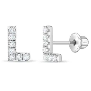 IN SEASON JEWELRY Cubic Zirconia Initial Stud Earrings - Letter L