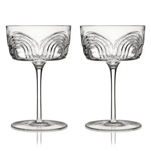 VISKI Deco Beau Crystal Coupes Set Of 2 - Clear