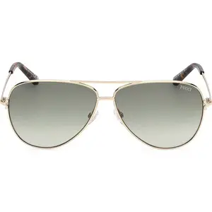 Emilio Pucci 60mm Pilot Sunglasses - Gold/ Dark Havana / Grad Green