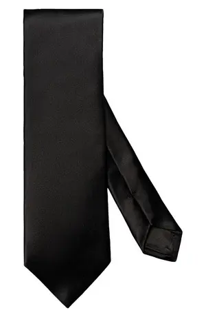 Eton Solid Silk Neck Tie - Black