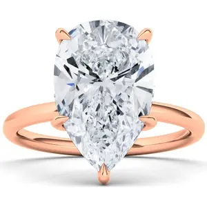 HAUTECARAT Pear-cut Lab-grown Diamond 18k Gold Ring - 3.00 Ctw 18k Rose Gold