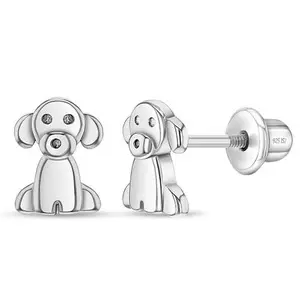 IN SEASON JEWELRY Puppy Dog Stud Earrings - Silver