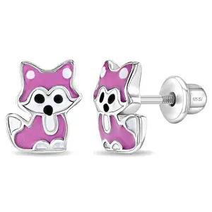 IN SEASON JEWELRY Little Fox Stud Earrings - Pink & White