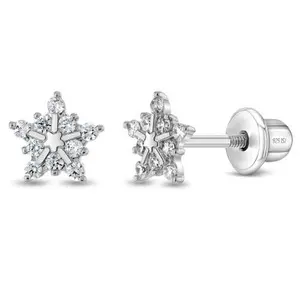 IN SEASON JEWELRY Twinkling Snowflake Stud Earrings - Silver