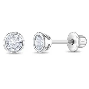 IN SEASON JEWELRY 925 Sterling Bezel Set Solitaire Earrings - Silver