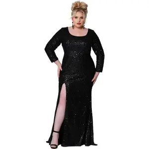 SYDNEY'S CLOSET Long Sleeve Sequin Gown - Onyx