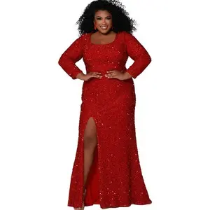 SYDNEY'S CLOSET Long Sleeve Sequin Gown