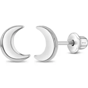 IN SEASON JEWELRY Sterling Crescent Moon Stud Earrings - Silver