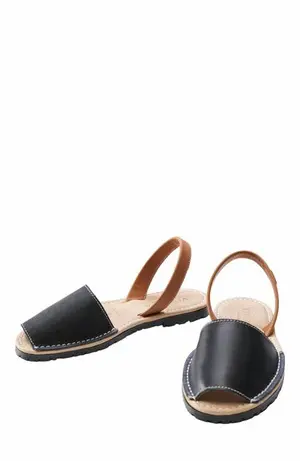 VISCATA Menorquina Leather Avarca Sandals - Black