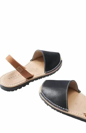 VISCATA Menorquina Leather Avarca Sandals - Black