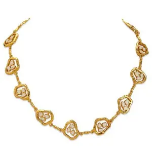 DHWANI BANSAL Blanco Onyx Pendant Gold Plated