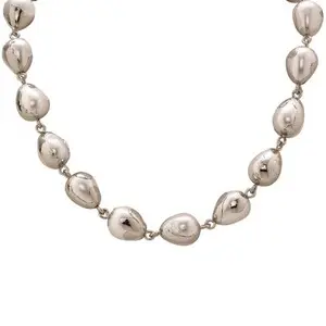 DHWANI BANSAL Luna Shell Pearl Necklace - White Rhodium Plated