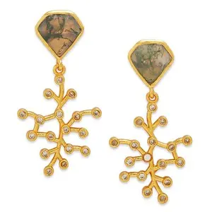 DHWANI BANSAL Zelena Mini Drop Earrings - Gold Plated