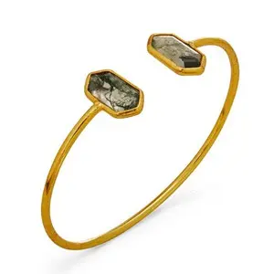 DHWANI BANSAL Zelena Moss Agate Bracelet - Gold Plated